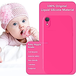 Vooii Compatible with iPhone XR Case, Upgraded Liquid Silicone with [Square Edges] [Camera Protection] [Soft Anti-Scratch Microfiber Lining] Phone Case for iPhone 10 XR 6.1 inch - Hot Pink