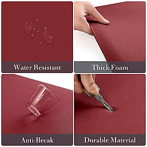 HappyTrends Kitchen Mat [2PCS] Cushioned Comfort Anti-Fatigue Floor Mat, Waterproof Non-Slip Kitchen Rugs, Thick Perfect Ergonomic Foam Standing mat for Kitchen, Home, Office, Laundry,Red