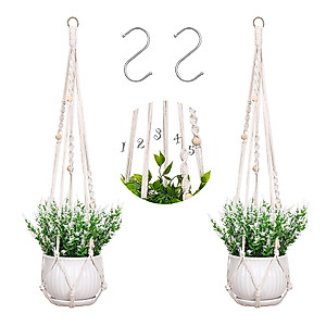 onepeng Macrame Plant Hanger,5 Arms Plant Hanger Indoor,Windchime Style Hanging Plant Holder,2 Pack Plant Hanger,Boho Home Decor Hanging Planters for Indoor Plants