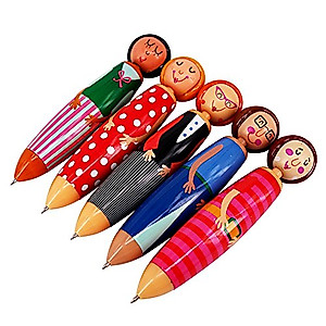 SunAngel® Originality Fashion Designed Doll Pen Cartoon ballpoint pen，Cute Creative Stationery and Office Supplies(5PCS)
