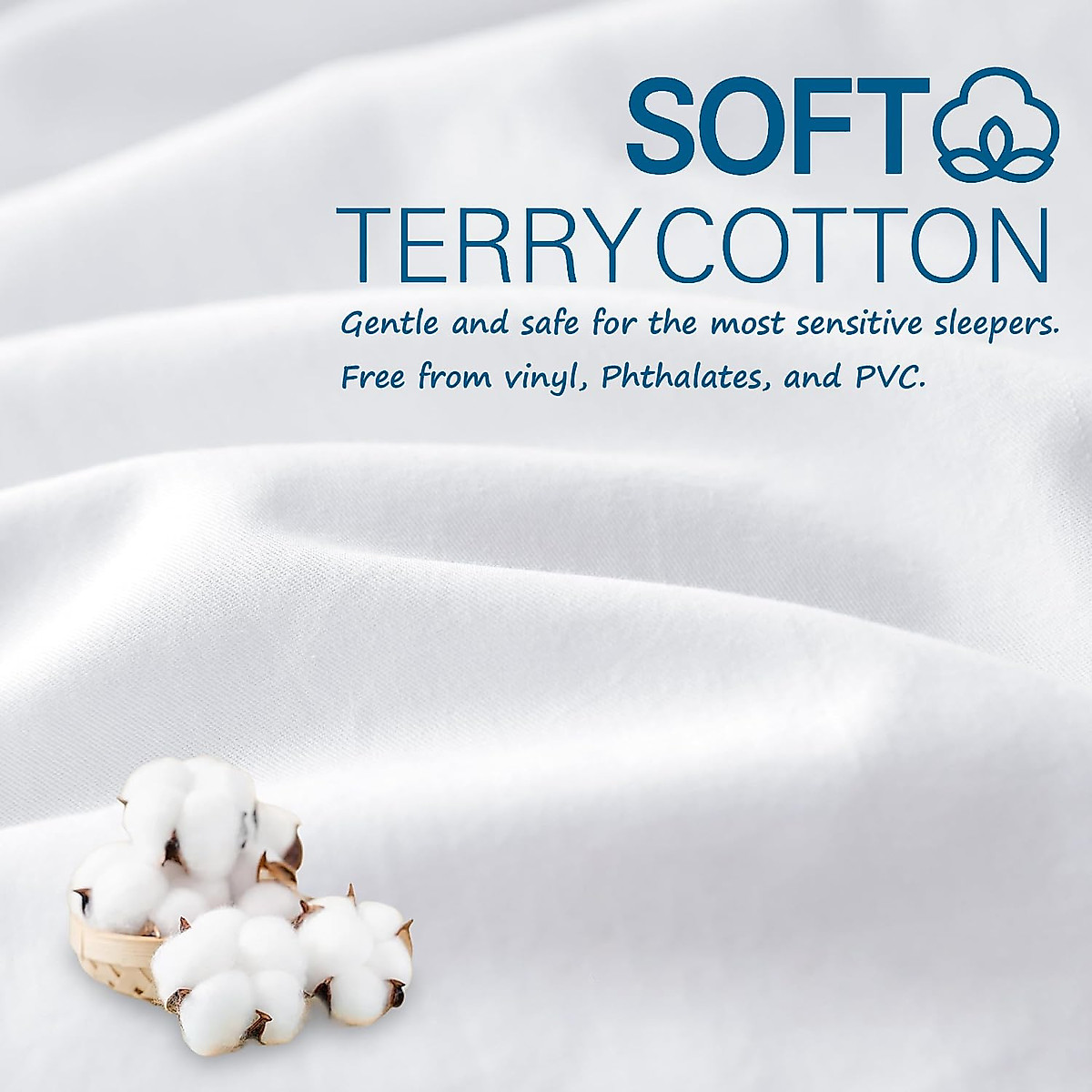 Waterproof Duvet Cover, Washable＆Reusable Cotton Knitted Fabric Incontinence Duvet Protector with Zipper with Corner Ties for Kids, Elder, Pets, Dog, Cat (White,King)