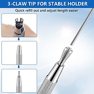 Hiboom Welders Pencil with 12 Pcs Silver Round Refills, Mechanical Pencils Metal Marker with Built-in Sharpener for Pipe Fitter Welder Steel Construction Fabrication Woodworking