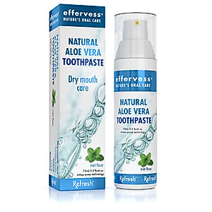 Effervess Rx Refresh Natural Aloe Vera Fluoride Free Toothpaste - Dry Mouth Care - Naturally Soothing & Moisturizing - Freshens Breath & Fights Plaque