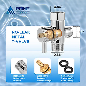 Prime Years Handheld Bidet Sprayer for Toilet with Brass T-Valve, Adjustable Water Pressure, Stainless Steel Made Bathroom Bidet Sprayer Set, Used for Toilet Wash, Feminine Wash, Baby and Pet Wash