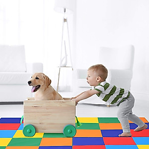 Costzon Toddler Foam Play Mat, Foldable Baby Crawling Mats 58-Inch Square Soft Non Skid Colorful Daycare Floor Mat, Thicken Waterproof Memory Activity Play Mat for Home, School, Kindergarten Nursery