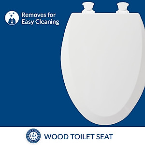 Bemis 1500EC 000 Toilet Seat with Easy Clean & Change Hinges, Elongated, Durable Enameled Wood, White