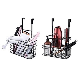 ULG Hair Dryer Holder, Hair Tool Organizer, 6 Adjustable Height, Wall Mounted/Cabinet Door, Bathroom Organizer Under Sink for Hair Dryer, Flat Irons, Curling Wands, Hair Straighteners, 3 Sections