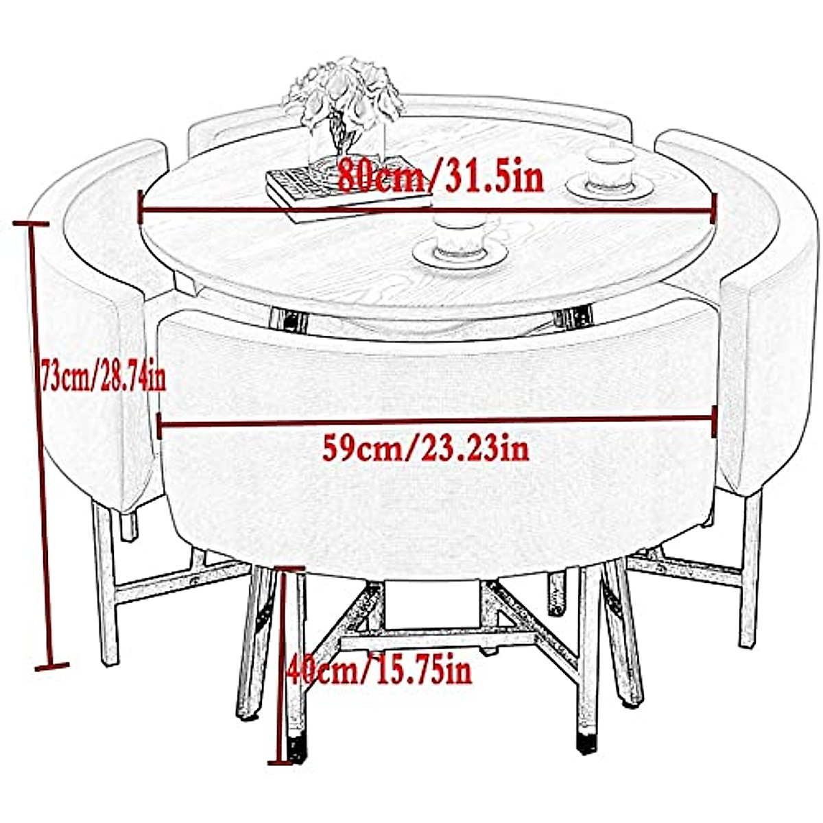 Office Business Hotel Lobby Dining Table Set, Office Table and Chair Set Hotel Reception Lounge Office Table and Chair Set 1 Table and 4 Chairs Leather 80cm Round Table Restaurant Kitchen Bedroom Leis