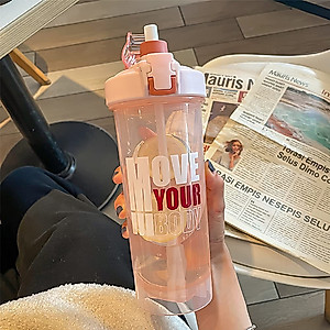 JRKJ Protein Shaker Bottles,Fitness Shake Cups Stirring Balls Sports Cups Protein Powder Shaker Cups Portable Large Capacity Straw Plastic Cups,The latest Stylish sports water cup, Pink