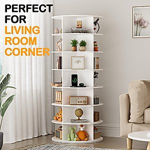 MAGIC UNION Rotating Shoe Rack Tower 7 Tier Organizer, Vertical Spinning Shoe Display Lazy Susan, Revolving 360 White Shoe Rack Storage Round Carousel, Rotate Shoes Closet Organization