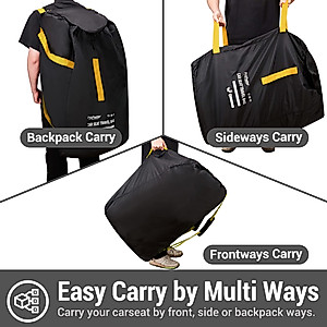 ProFaster Car Seat Travel Bag Backpack for Air Travel - Karfast Universal Infant Carseat Gate Check Bag Cover for Airplane, Foldable with Pouch, Yellow