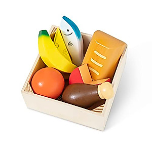 Melissa & Doug Food Groups - 21 Wooden Pieces and 4 Crates, Multi - Play Food Sets For Kids Kitchen, Pretend Food, Toy Food For Toddlers And Kids Ages 3+