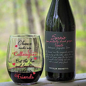 AGMDESIGN Chance Made Us Colleagues Wine Glass With Gift Box, Coworker Gift for Women and Men, Coworker Leaving, Going Away, Goodbye, Job, Appreciation, Friendship, Birthday Gifts for Coworkers, Boss