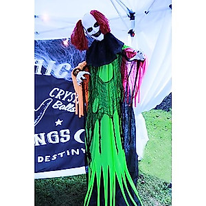 Haunted Hill Farm 5.8 ft. Animatronic Clown, 5 Voice Greetings, Touch Activated, Flashing Red Eyes, Battery-Operated, Halloween Decoration, Multi