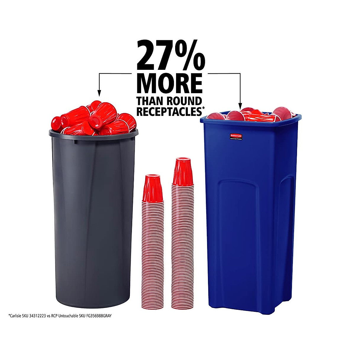 Rubbermaid Commercial Products Untouchable Square Trash/Garbage Can, 23-Gallon, Gray, Wastebasket for Outdoor/Restaurant/School/Kitchen