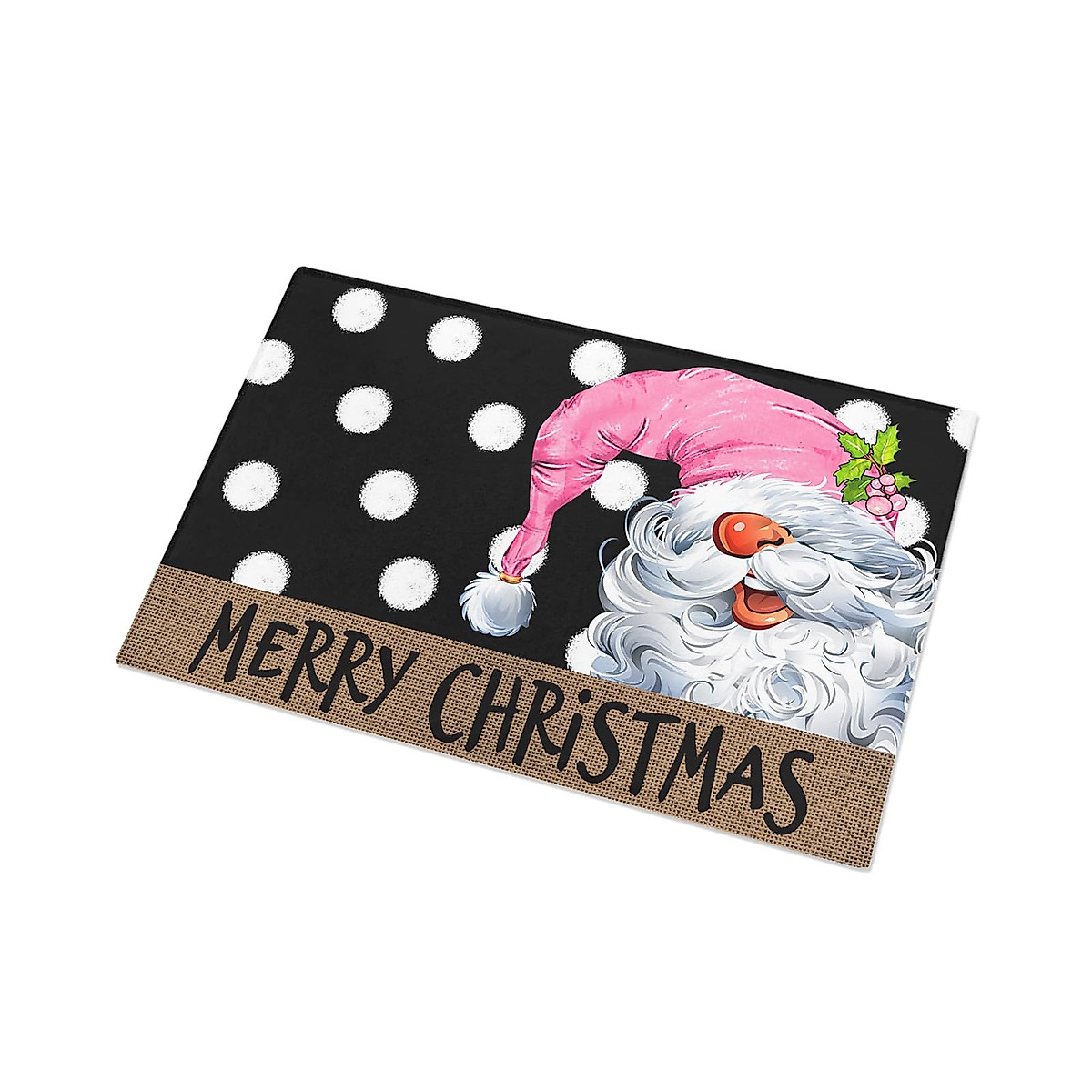 Shag Door Mats Bath Rugs Christmas Pink Dwarf White Point Black,Soft Fluffy Doormats Non Slip Carpet Winter Gnome Brown Linen,Shaggy Fuzzy Area Throw Rug for Kitchen/Bathroom/Bedroom 16x24In