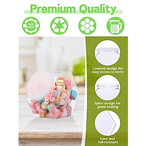 Glazeal 4pcs Large Candy Jar with Spoons, 72 OZ Hexagon Candy Jar Plastic Clear Cookie Jar with Lid for Candy Buffet, Kitchen Storage Containers Set