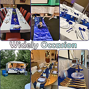 LGHome Pack of 10 Wedding 12 x 108 inch Satin Table Runner for Wedding Banquet Decoration- Royal Blue