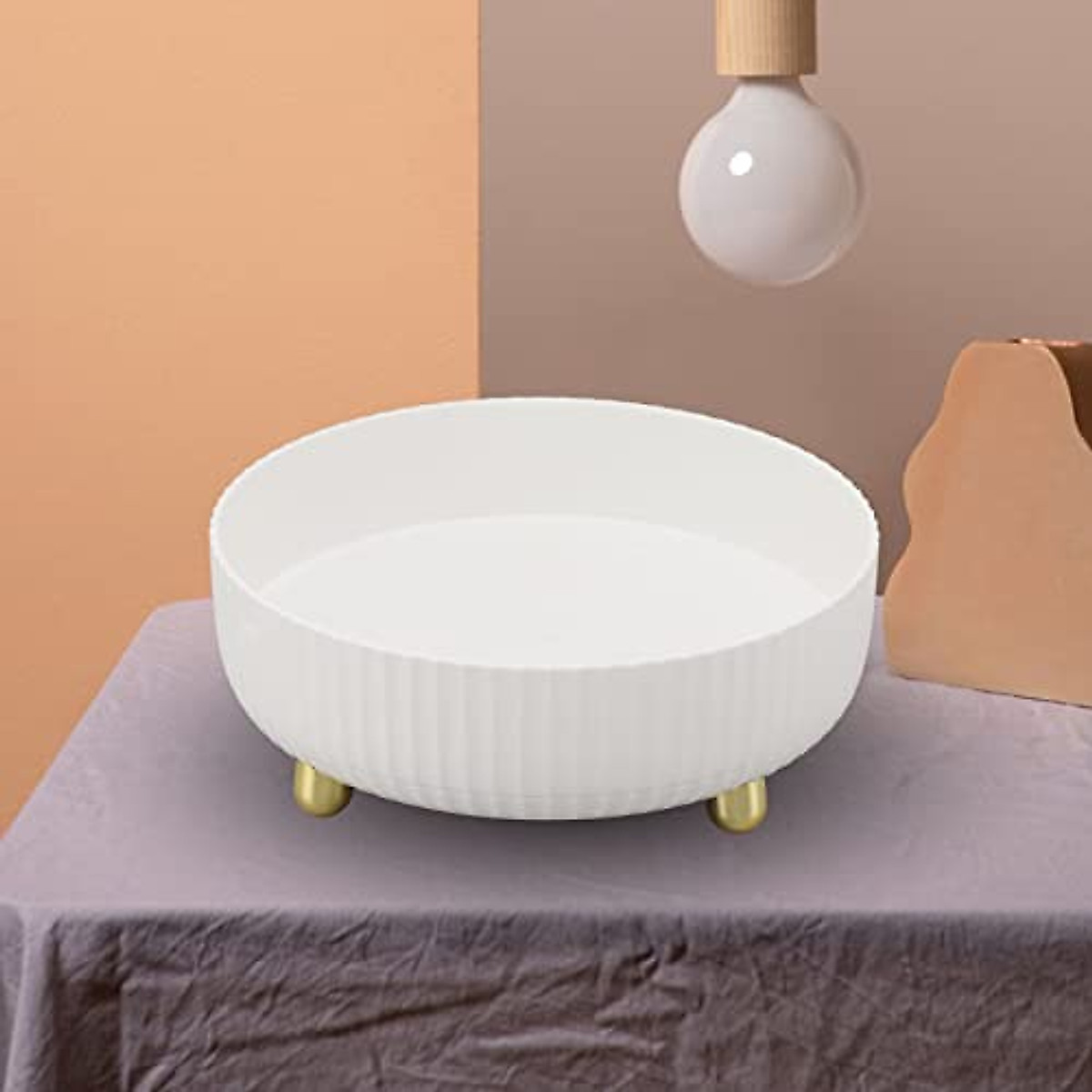 360 Degree Rotating Storage Rack Organizer Round Cosmetic Spice Rack Turntable for Kitchen Cabinet Pantry Small (White)