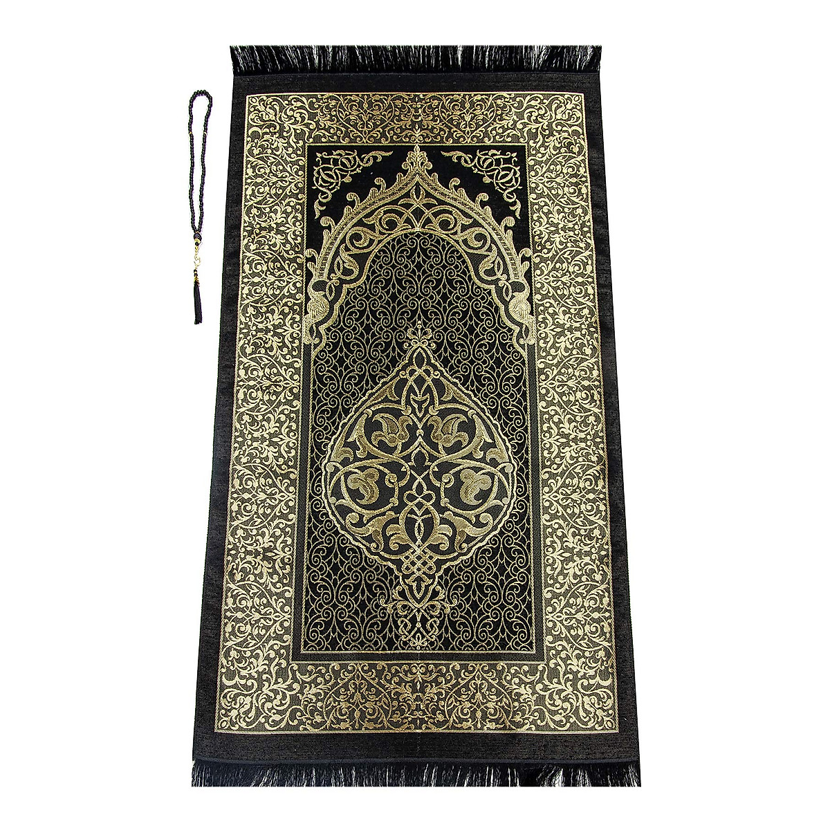 ihvan online Muslim Prayer Rug and Quran with Prayer Beads, Kaaba Decor Box, Islamic Gift for Women & Men, Elegant Islam Set for Ramadan, Eid, Umrah, Birthday, Travel