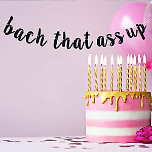 Ferastar Bach That Ass Up Banner, Bachelorette Banner, Bach and Boozy Bunting Sign, Bachelorette Party Decorations Black Glitter.