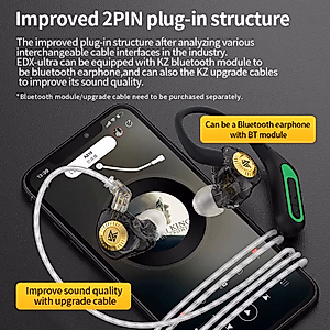 FAAEAL KZ EDX Ultra Earphone,Wired Earbuds with Dual Magnetic Dynamic Unit,HiFi Monitor Dynamic Headset,3.5mm in Ear Headphone for iPhone,iPad,iPad,Android Phones,MP3,Laptop,Computer (No Mic, Black)