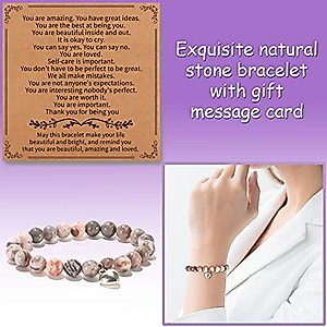 Inspirational Mug for Women, Encouragement Cheer Up Gift, Motivation Gifts for Daughter Wife Friend Girlfriend Birthday, Purple Gift, 12oz Coffee Mug And Natural Stone Bracelets Set