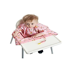 BIBaDO - Short Sleeve Baby Bibs - Babies & Toddlers 6-36 Months - Coverall Baby Led Weaning Bib - Easy Wipe, Soft, Waterproof