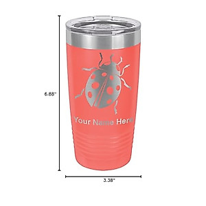 LaserGram 20oz Vacuum Insulated Tumbler Mug, Ladybug, Personalized Engraving Included (Coral)