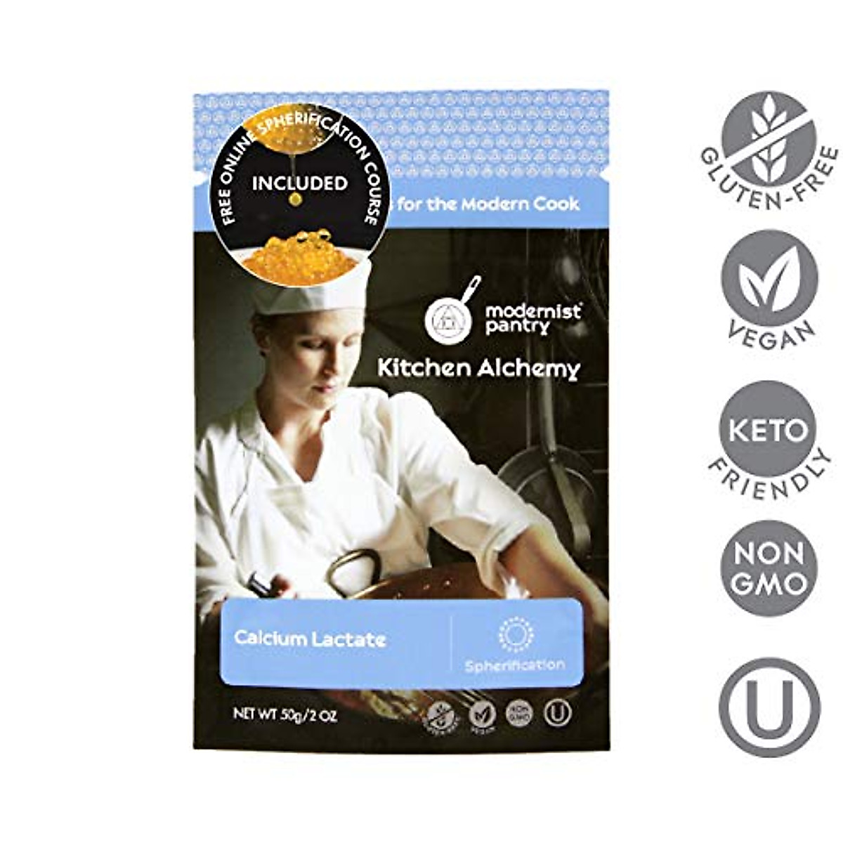 Pure Calcium Lactate ⊘ Non-GMO Vegan OU Kosher Certified - 50g/2oz