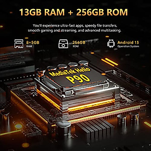 OUKITEL WP22 Rugged Smartphone Unlocked, 13+256GB Large Storage Helio P90 125db Large Speaker 10000mAh Battery 48MP+20MP Night Vision Camera 6.58" FHD Screen Android 13 IP68/IP69K 4G Dual Sim NFC OTG