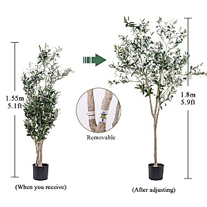 Hobyhoon Artificial Olive Tree, 6FT Tall Faux Silk Plant Artificial Tree in Potted Oliver Branch Leaves and Fruits for Modern Home Decor Indoor