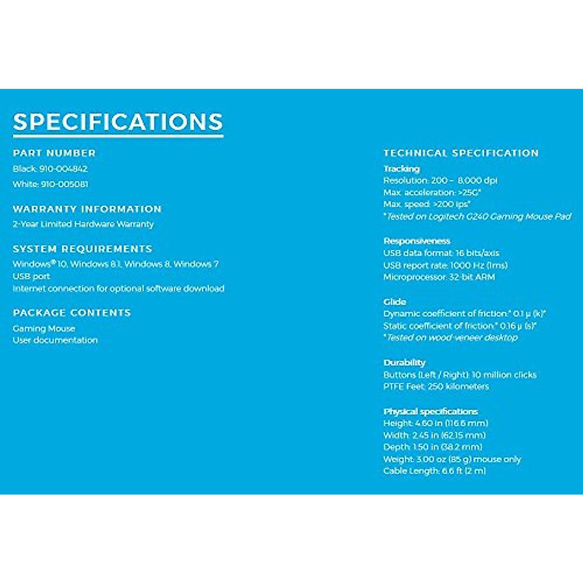 Logitech G203 Prodigy Wired Gaming Mouse, 8,000 DPI, RGB, Lightweight, 6 Programmable Buttons, On-Board Memory, Compatible with PC/Mac - Black