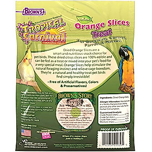 F.M. Brown's Tropical Carnival Natural Orange Slices Pet Bird Foraging Treat, 0.75-oz Bag - Sun-Ripened, USA Harvested, 100% Edible, Natural Vitamin C