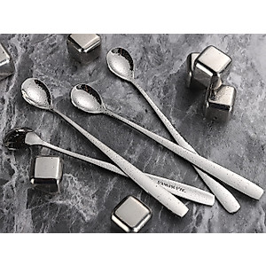 Stainless Steel Iced Tea Spoons Set of 6 Cocktail stir sticks Spoons Bar Spoon for Cold Drinks