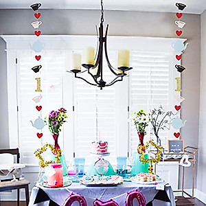 Alice In Onederland Banner For Wall Decor - Tea For Two Birthday Decorations, First Birthday Photo Backdrop,blue Wonderland For 1st Birthday Party Surprise