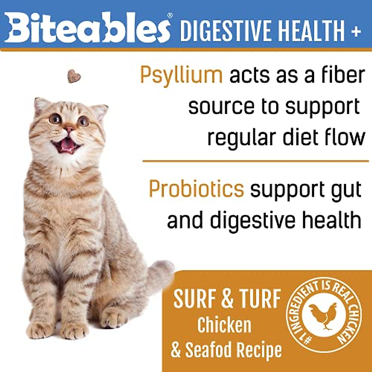 Get Naked Biteables Natural Soft Treats for Cats, Digestive Health Plus, Surf & Turf Recipe, 3 oz, 1 Pouch