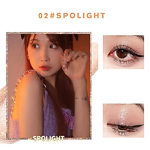 2PCS Flortte Liquid Glitter Eyeshadow, Korean Makeup Star Diamond Streamer Liquid Eyeshadow, Bling Pigmented Eye Makeup Sparkling Korean Eye Glitter, Easy to Apply Liquid Glitter Eyeshadow, Long Lasting Glitter Eyeliner Liquid Shimmer Eyeshadow (02+03)