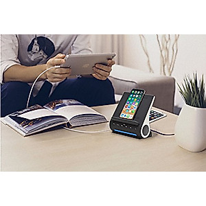 Azpen Dockall D100 - Qi Wireless Charger, Bluetooth Premium Speakers, Docking Station with Built in Mic Handsfree call, 3 in 1 Station for iPhone and Samsung phone