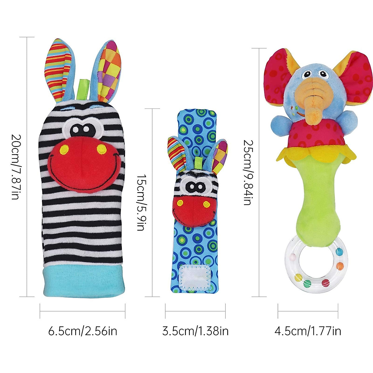 Synchain Soft Baby Rattles Toys, Newborn Wrist Rattles Sock Set-Hand Bracelet Rattle, Feet Socks, Cute Rattle Socks Toys Gift for 0-12 Month Babies.