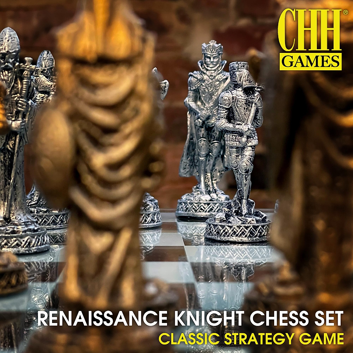 Renaissance Knight Chess Recreational Classic Strategy Game Set, 2 players