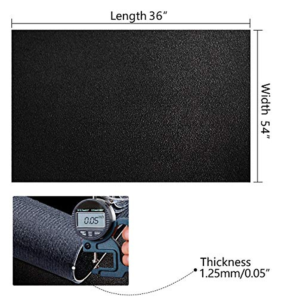 Yotache PU Fabric Leather 1 Yard 54" x 36", 1.25mm Thick Faux Synthetic Leather Material Sheets for Upholstery Crafts, DIY Sewings, Sofa, Handbag, Hair Bows Decorations, Black