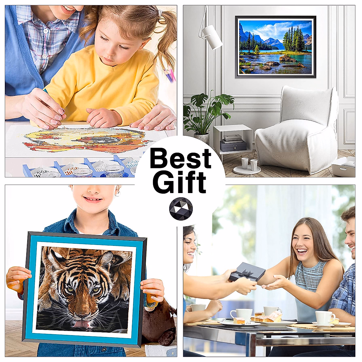 Sheehow 5D Diamond Painting Kits for Adults Angel Girl, Full Drill Diamond Art Rabbit, Gem Pictures Paint by Numbers Art, DIY Cross Stitch Jewel Art Rhinestone Craft for Home Wall Decor 12X16 inch