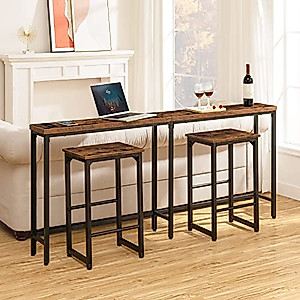 HOOBRO 70.9 Inches Console Table with 2 Power Outlets and 2 USB Ports, Extra Long Entryway Table with Charging Station, Narrow Sofa Table Behind Couch, Hallway, Living Room, Rustic Brown BF1801XG01G1