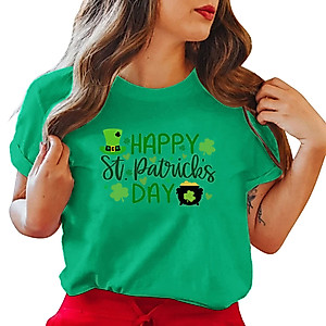Women Work Clothes Womens St Patricks Day Printed Short Sleeve O Neck T Shirt Top Cheap Toys Under 5 Dollars Ofertas Del Dia De Hoy Relampago Cotton Tunics for Women Green