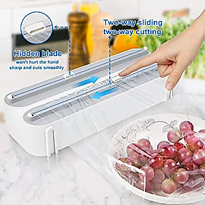 3 in 1 Foil and Plastic Wrap Organizer，Magnetic Plastic Wrap Dispenser with Cutter，Aluminum Foil Organization and Storage