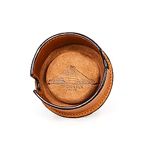 Leather Coasters for Drinks Set of 6 with Holder-Protect Your Furniture from Stains (Walnut)