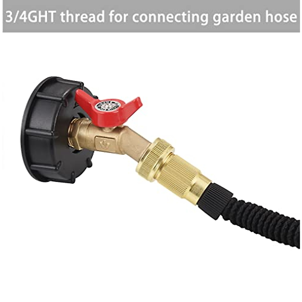 Wantmatch 275-330 Gallon IBC Tote Tank Adapter, S60 x 6 Coarse Thread + Garden Hose Valve faucet,3/4" GHT Garden Hose Connection to IBC Tote