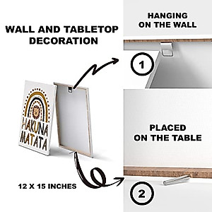 Colourful Lion Rainbow Framed Canvas Home Wall Art, Lion Rainbow Hakuna Matata Print Paintings Poster 12" x 15" Boho Wall Decor for Home Living Room Gift