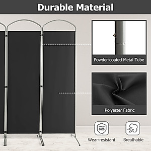 GOFLAME 4 Panels Room Divider, 6 Ft Folding Privacy Screen with Stable Metal Frame, Freestanding Fabric Wall Divider and Separator, Portable Room Partition Screen for Home Office Hospital, White